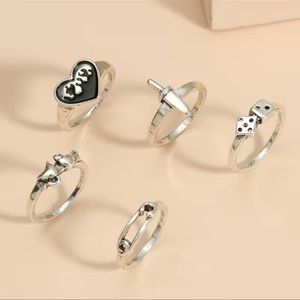 Jewelry | 5piece Gothic Girl Ring Set | Poshmark
